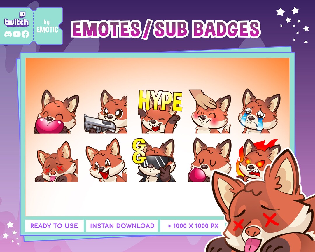 Fox Emote for Twitch-discord and Streamer Gamer - Etsy