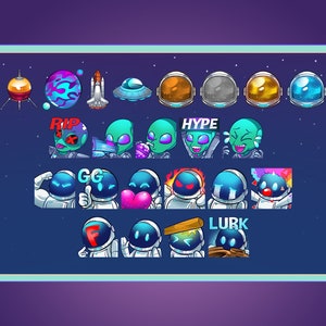 Twitch Emote Space Mega Pack : Alien Emotes | Astronaut Emotes | Rocket ...