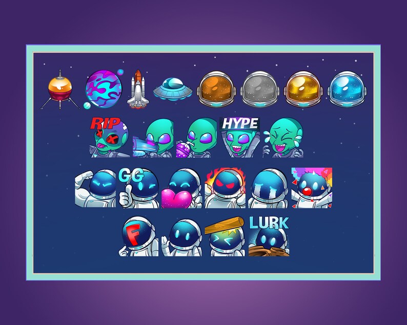 Twitch Emote Space Mega Pack : Alien Emotes | Astronaut Emotes | Rocket ...