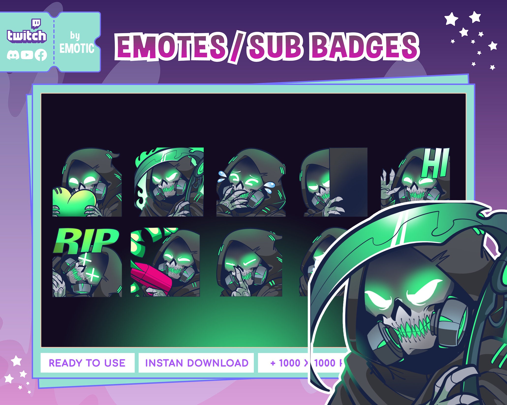 Green Grim Reaper Emotes | Twitch Emotes Twitch | Discord | for ...