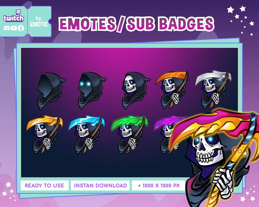 Grim Reaper Twitch Sub Badges - Horror Emote - Stream Emote- Twitch ...