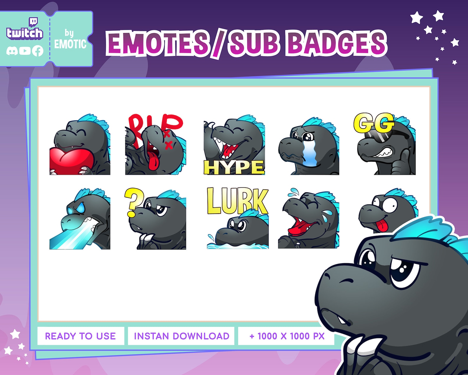 Twitch Emote Kaiju Series Godzilla Emote Titan Emote Twitch Discord ...