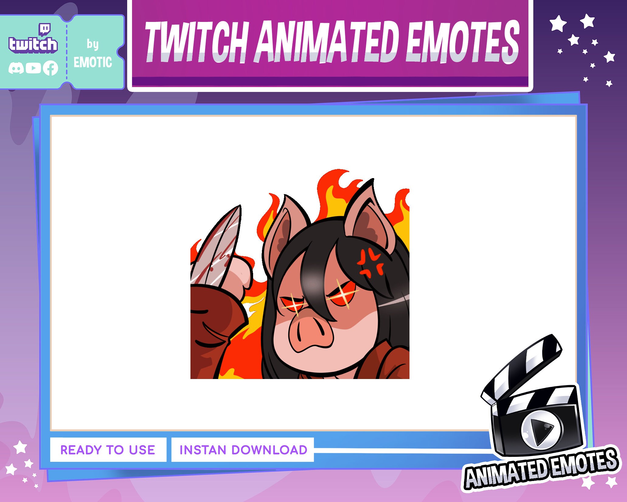 Animated Emote Twitch Emote the Pig Creature Rage Emote Horror Emote - Etsy