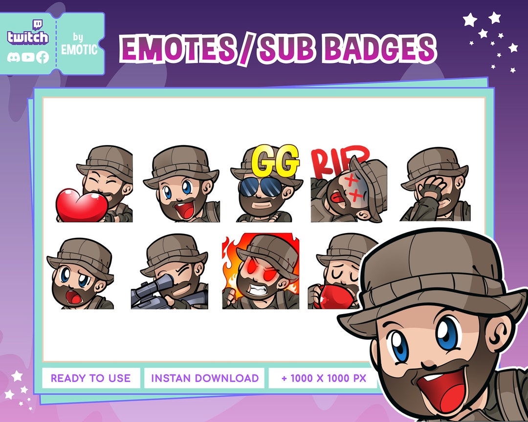 Twitch Emotes : Captain Price Call of Duty Inspired | Twitch Emote ...