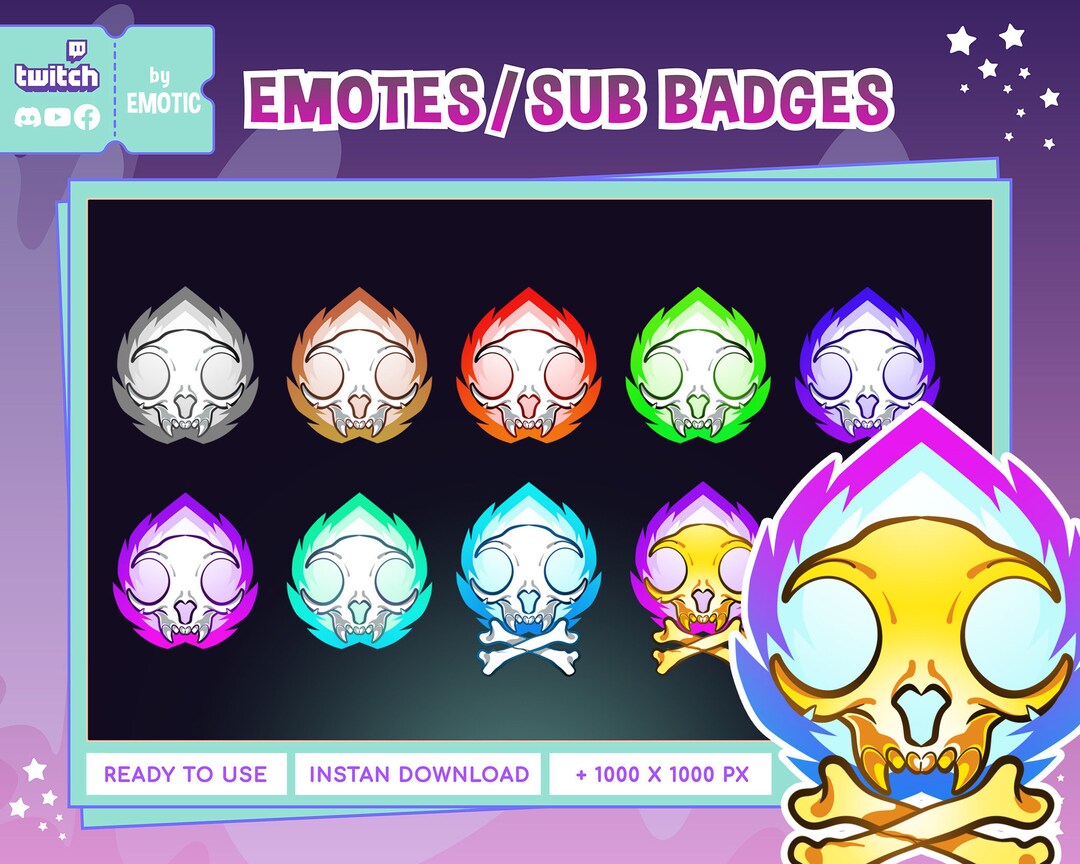Twitch Sub Badges | Cat Skull Sub Badges | Horror Sub Badge | Cat Sub ...