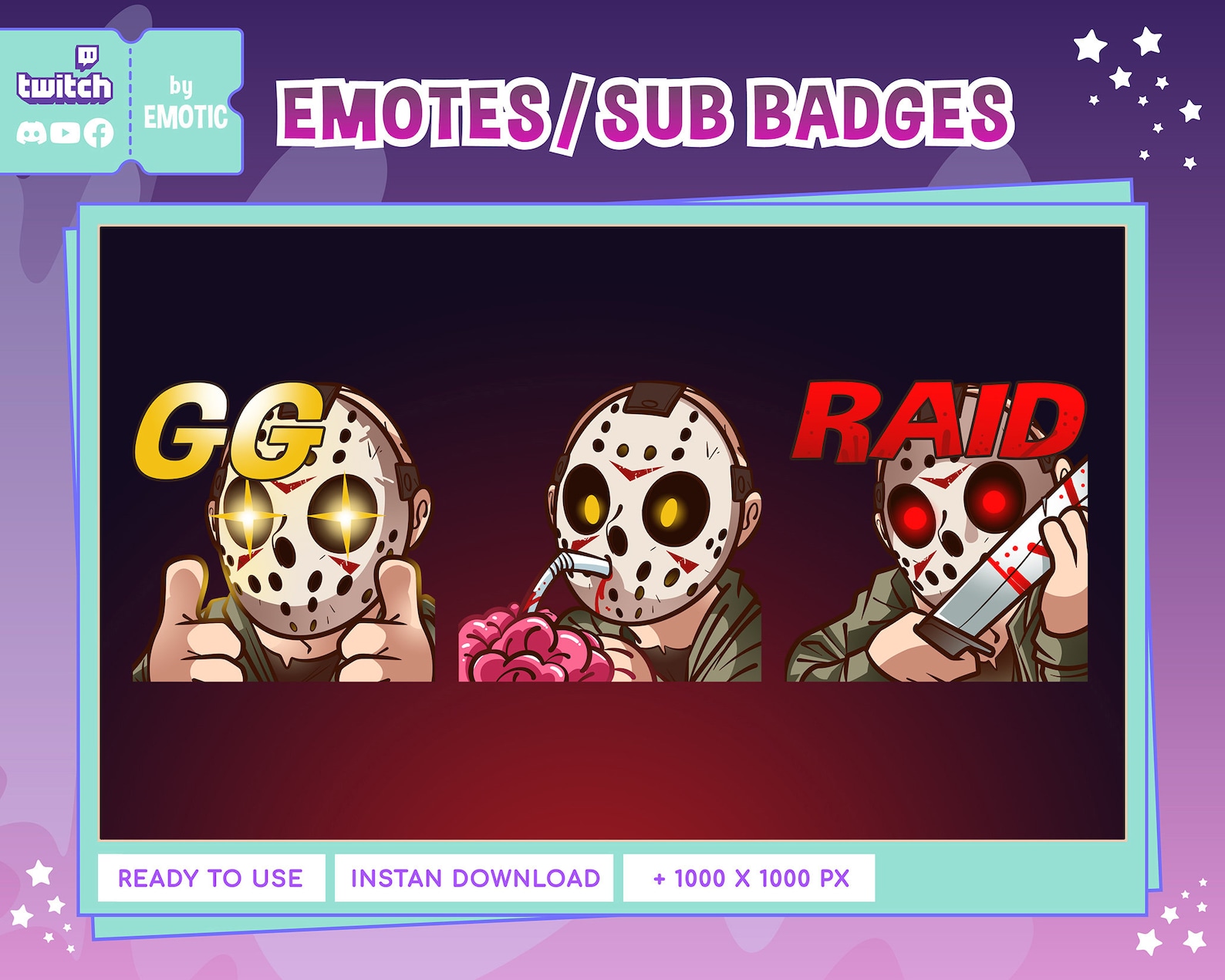 Jason Voorhees Twitch Emotes | DBD Emote | Horror Emote | Twitch Emote ...