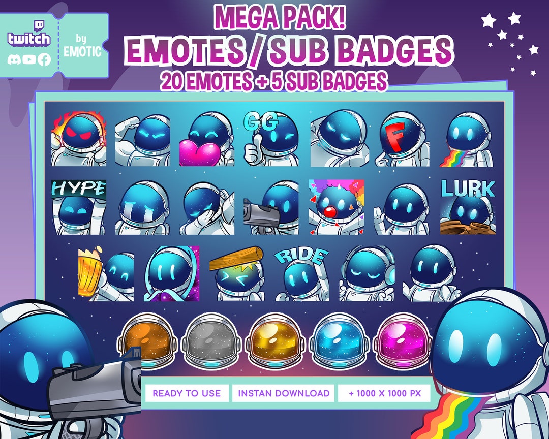 Astronaut Emotes Mega Pack - Twitch Emotes - Youtube Emotes - Discord ...