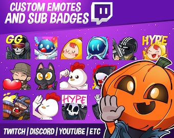 Custom Emotes Badges Stickers Emojis for - Etsy