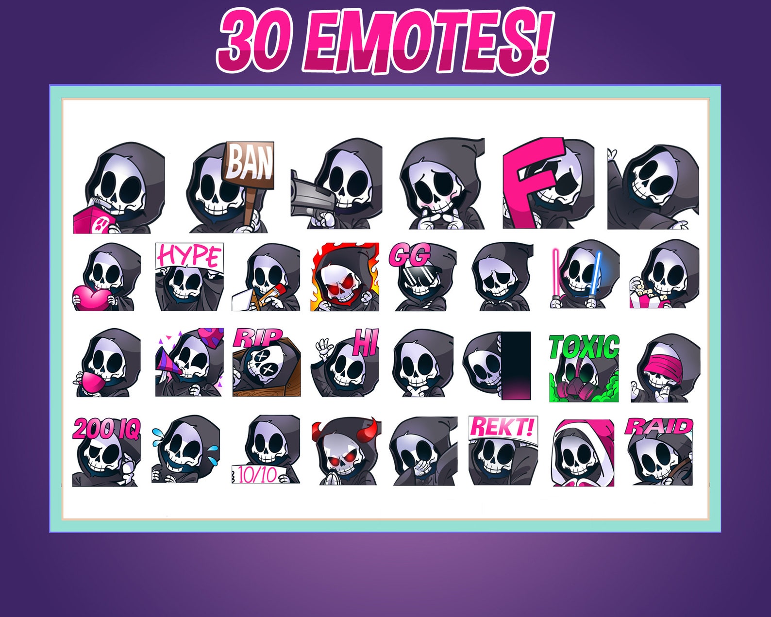 Mega Pack Grim Reaper 30 Emotes Twitch Emotes 5 Bonus Free - Etsy