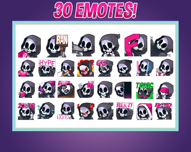Mega Pack Grim Reaper 30 Emotes Twitch Emotes 5 Bonus Free - Etsy