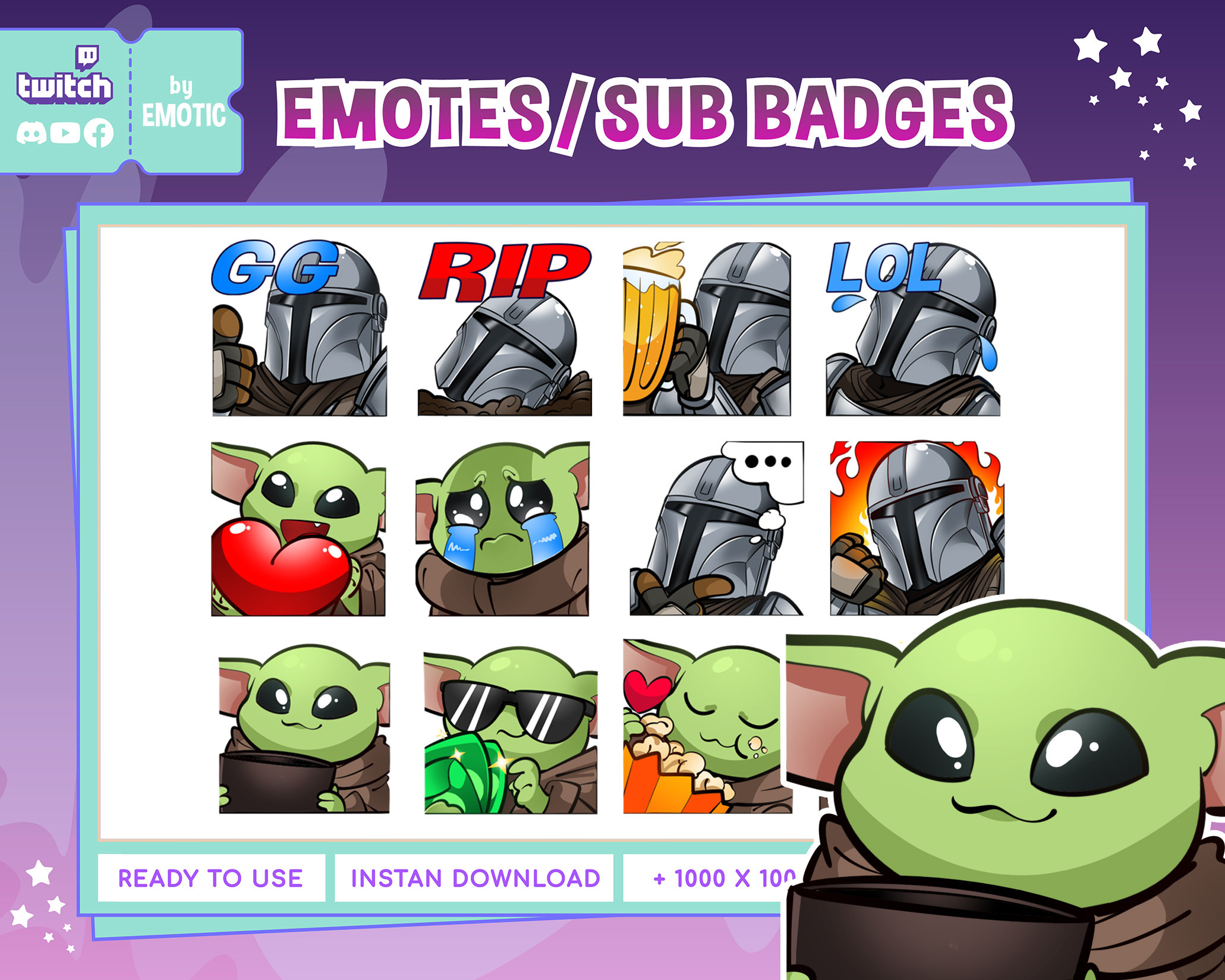 12 Pack Movie Characters Twitch Emotes Space War Emotes Galaxy War ...