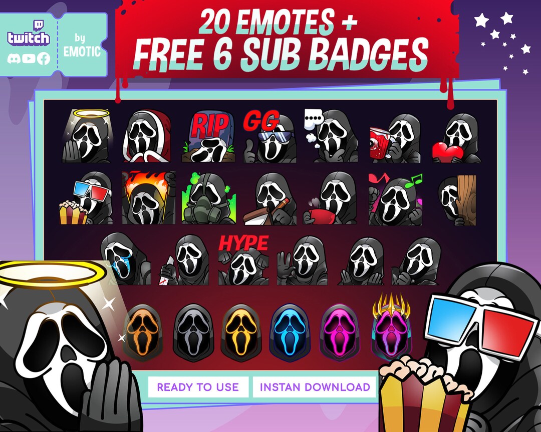 Mega Pack 20 Ghost Face Dbd Twitch Emotes Dead by Daylight Emotes ...