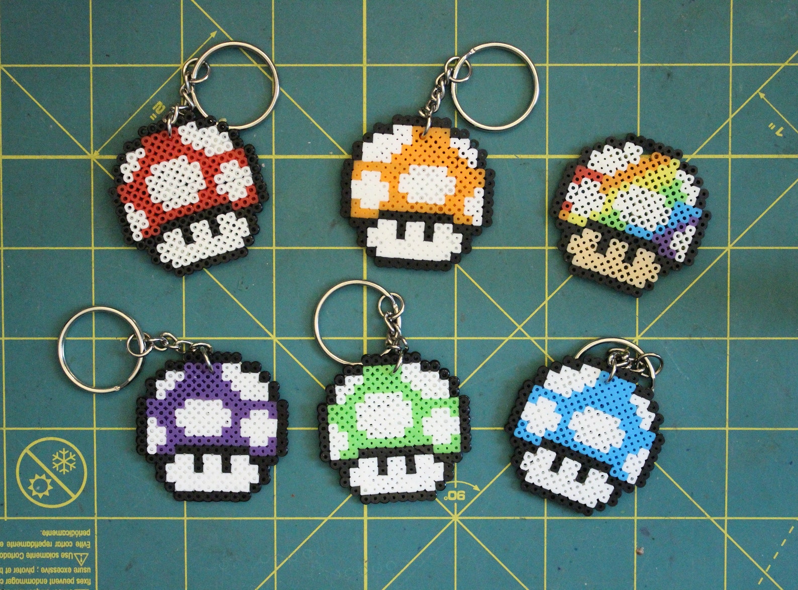 Perler Mario Mushroom Keychain - Etsy