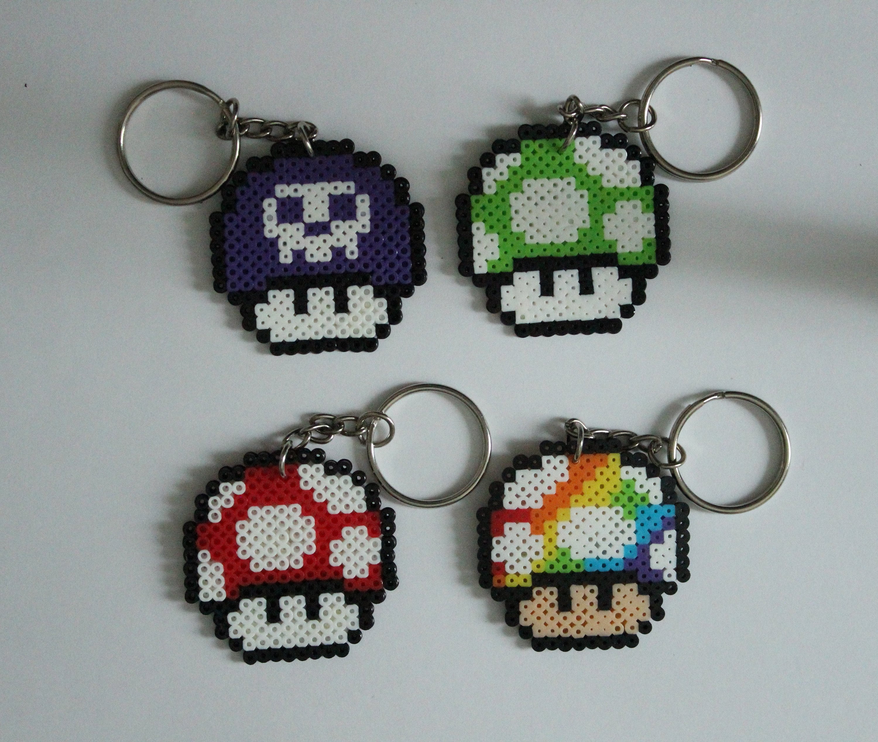 Perler Mario Mushroom Keychain - Etsy