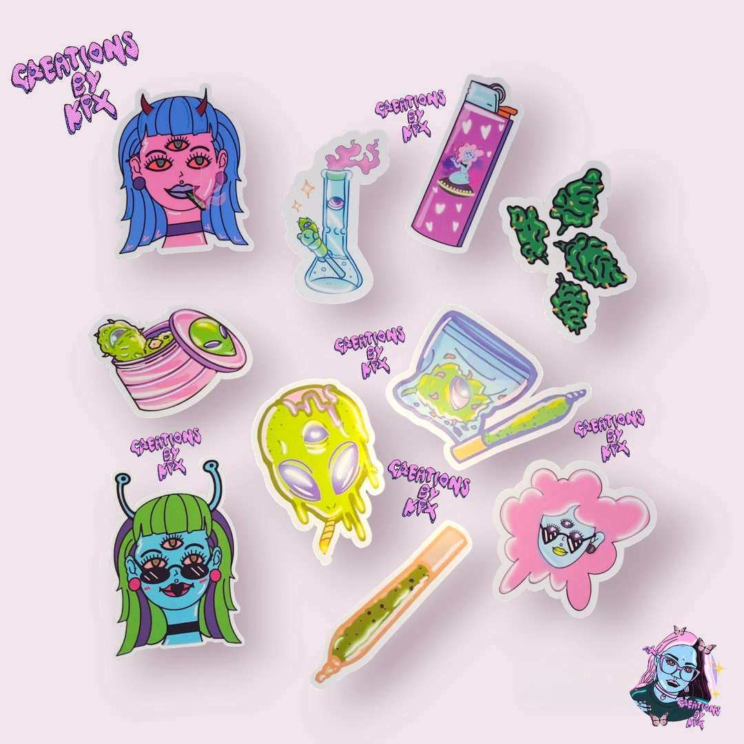420 Stoner Sticker Pack Stoner Girl Stash Stickers Marijuana Stickers ...
