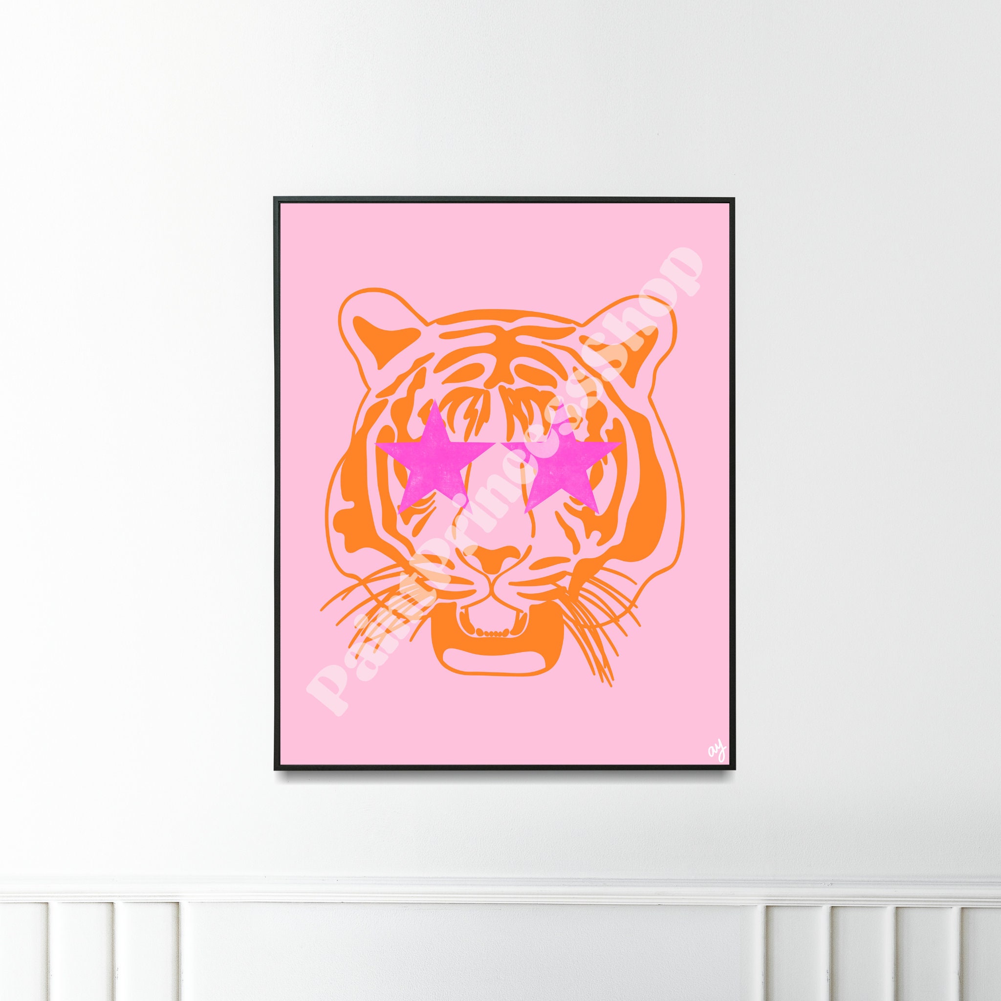 Star Eyed Tiger Print, Preppy Tiger Print, Dorm Wall Decor - Etsy
