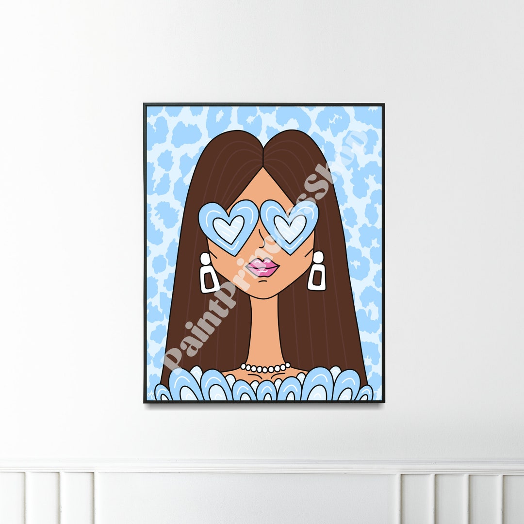 Blue Preppy Girl Print - Etsy