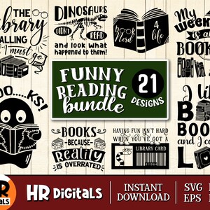 Reading SVG Bundle, Funny Book Bundle, Book Lover, Bookworm Humor ...