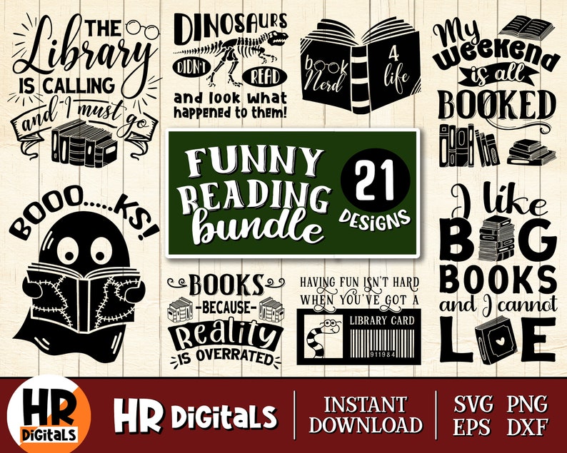 Reading SVG Bundle Funny Book Bundle Book Lover Bookworm - Etsy