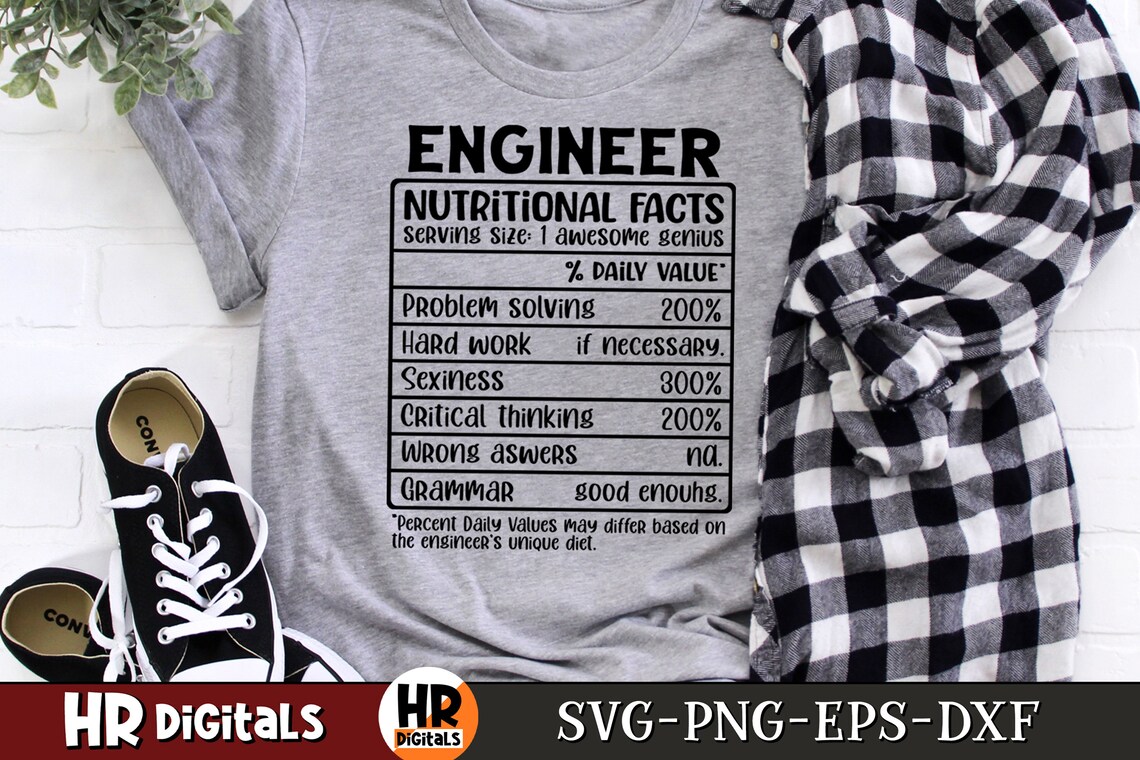 Engineer SVG, Funny Engineering Humor SVG, Engineer Nutritional Facts ...
