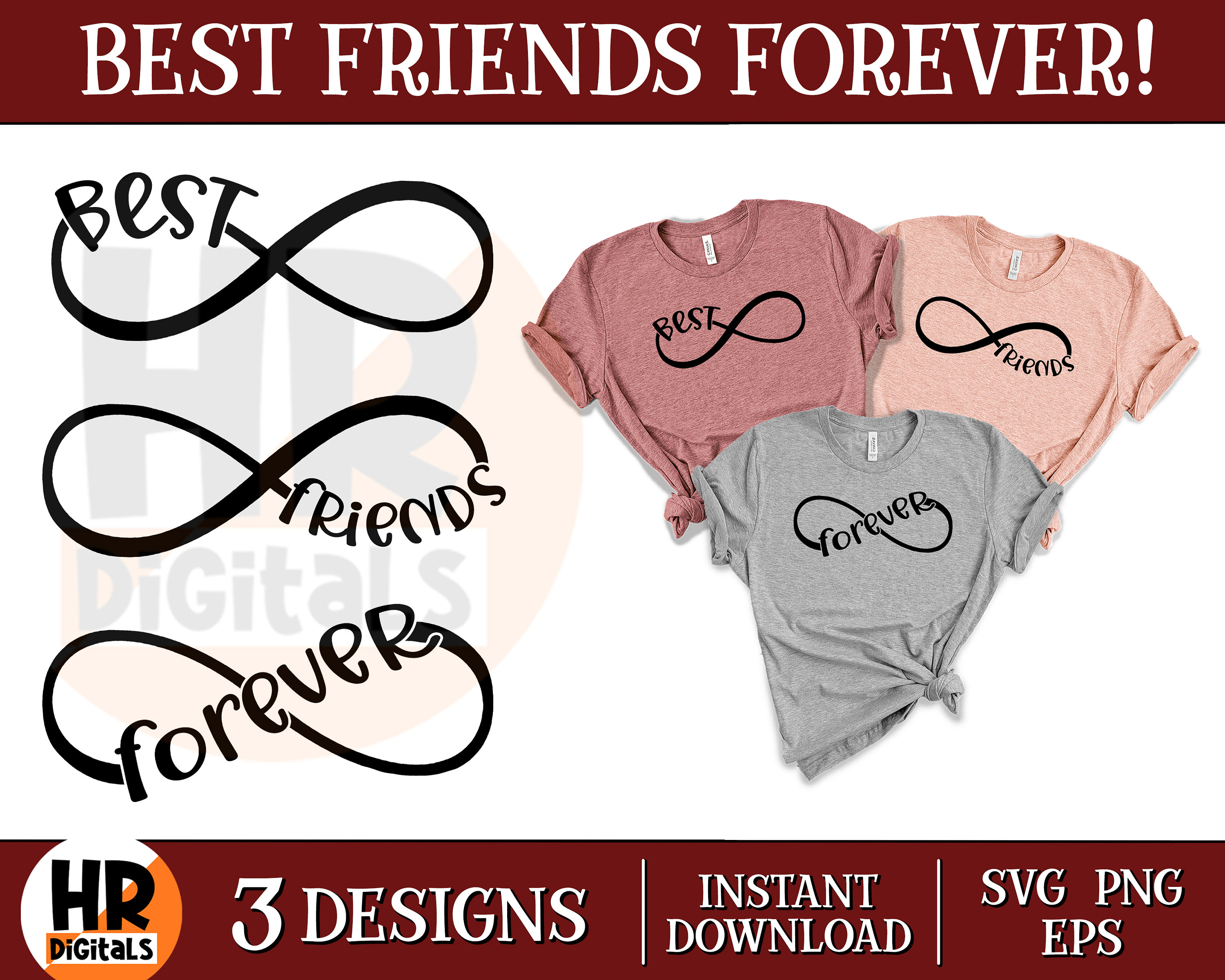 Best Friends Forever SVG Besties Outfit Infinity Symbol - Etsy