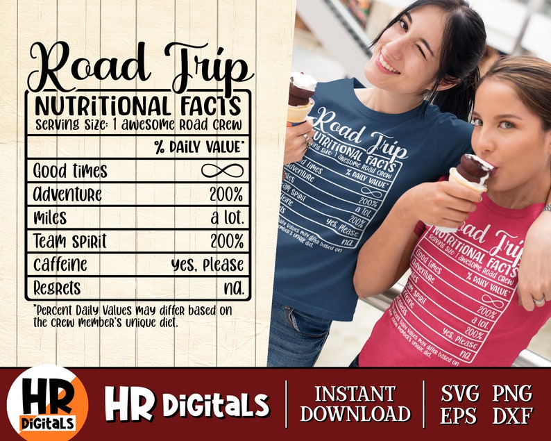 Road Trip Nutritional Facts Svg Funny Girls Trip Matching Etsy