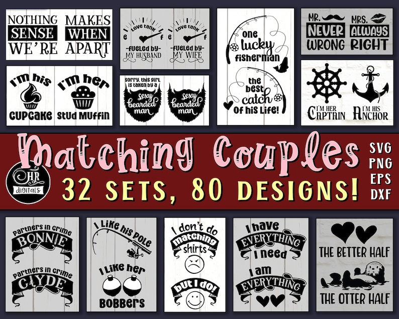 Matching Couples SVG Bundle: Funny Romantic Designs (digital Files) - Etsy