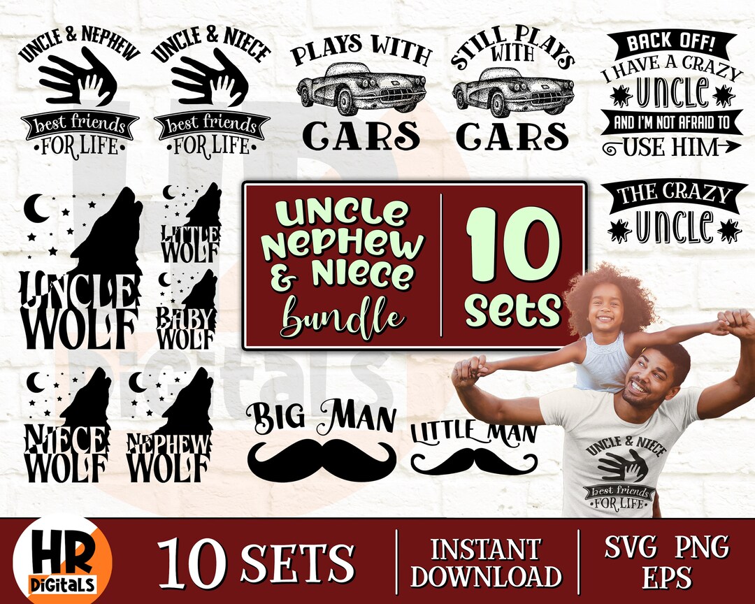 Uncle Niece Nephew SVG Bundle: Matching Family Outfit Designs (digital ...