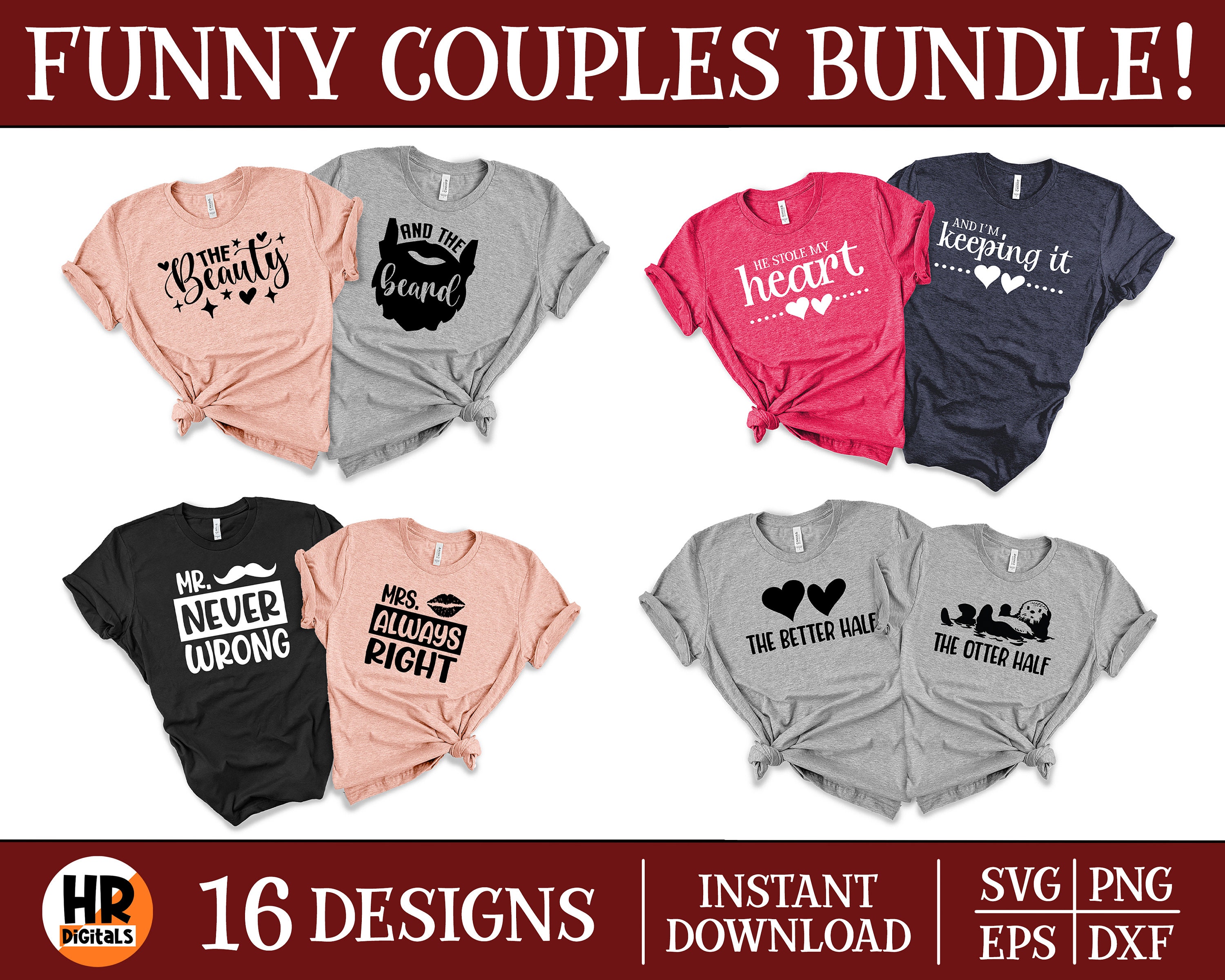Funny Couples SVG Bundle: Matching Outfit Designs (digital File) - Etsy