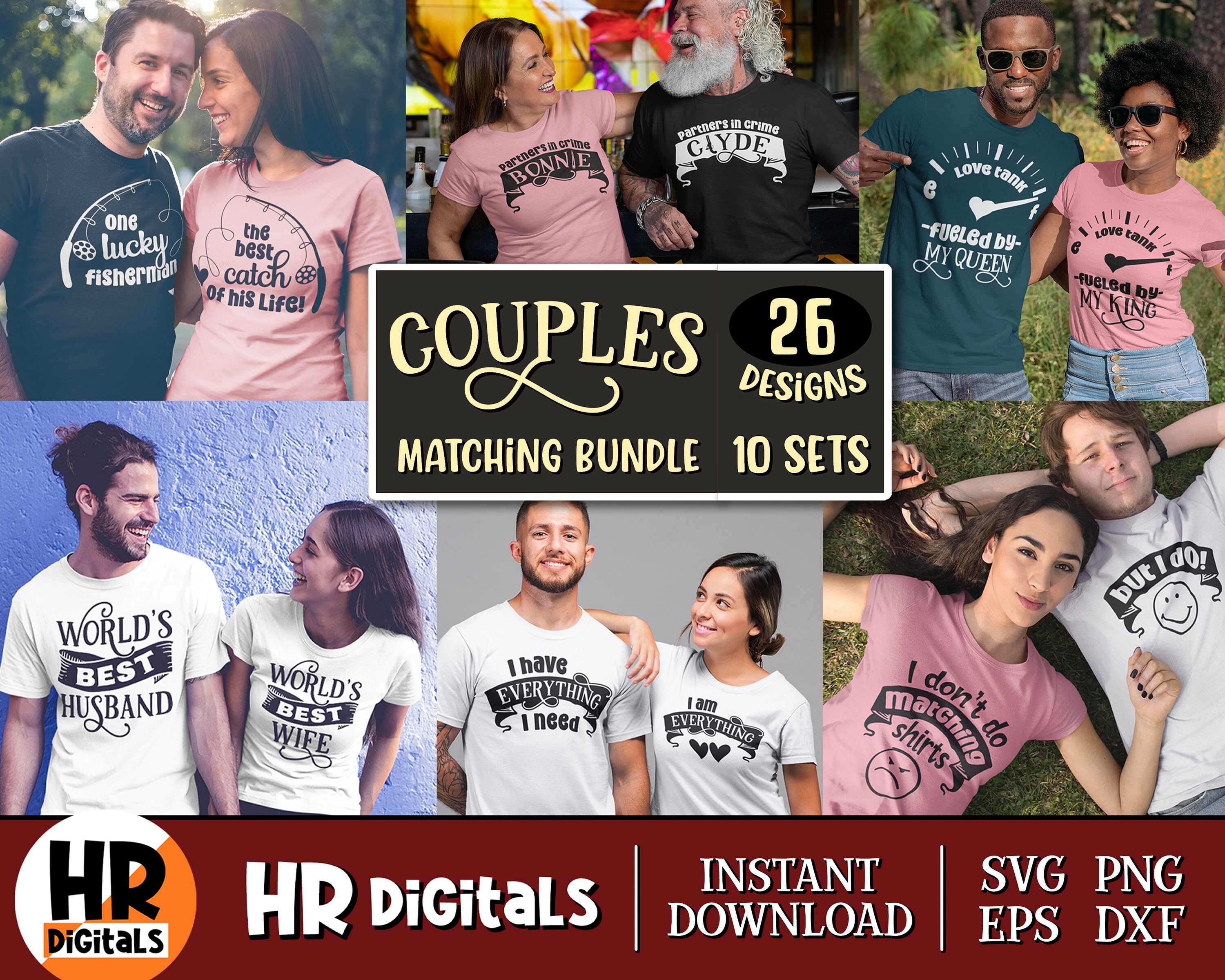 Matching Couple SVG Bundle Matching Outfit His and Hers - Etsy