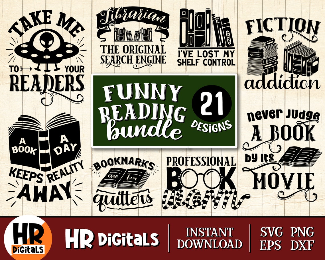 Reading SVG Bundle Funny Book Bundle Book Lover Bookworm - Etsy