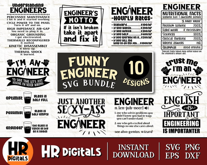 Funny Engineer SVG Bundle, Engineering Humor, Math Nerd, Physics Geek ...