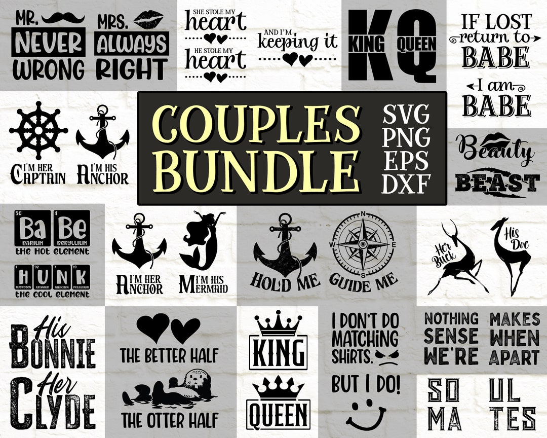 Matching Couple SVG Bundle, Matching Outfits, His and Hers, Husband and ...