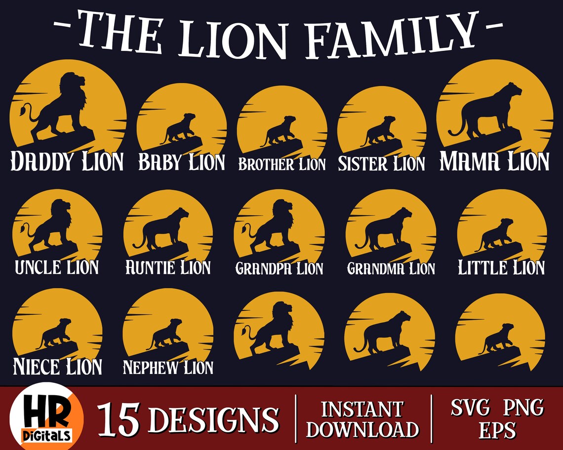 Lion Family SVG Bundle Daddy Lion Mama Lion Baby Lion - Etsy