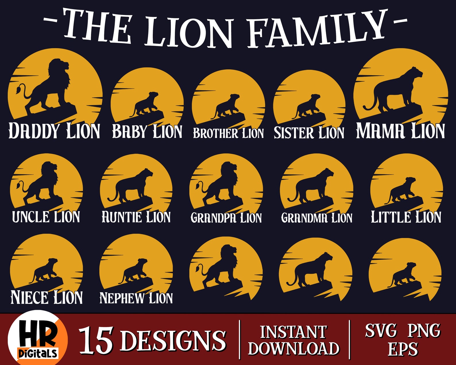 Lion Family SVG Bundle Daddy Lion Mama Lion Baby Lion - Etsy