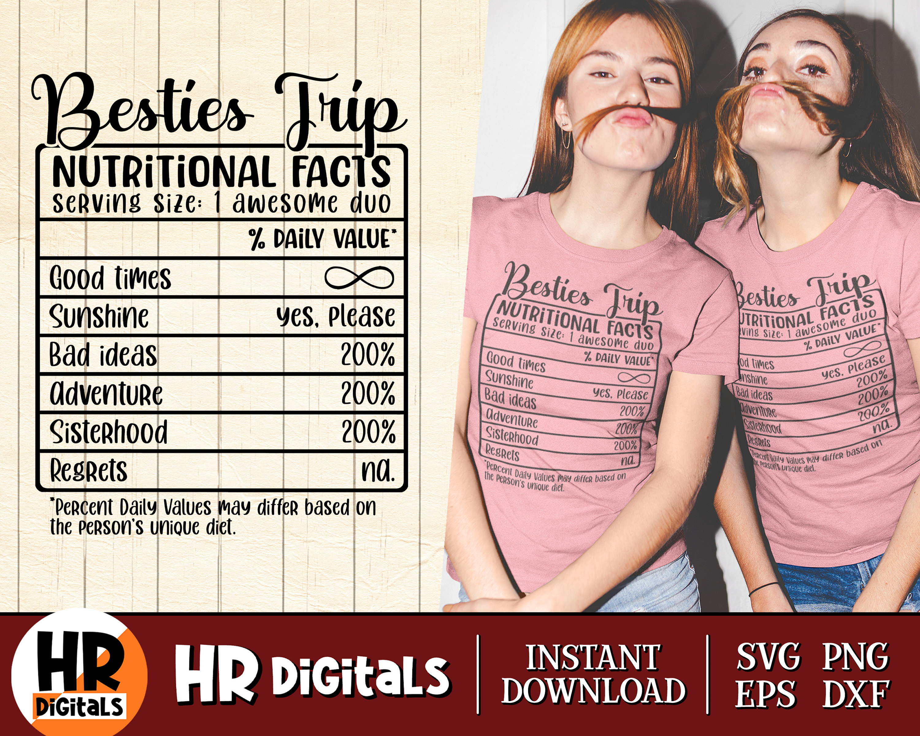 Besties Trip Nutritional Facts SVG Funny Girls Trip SVG Best - Etsy