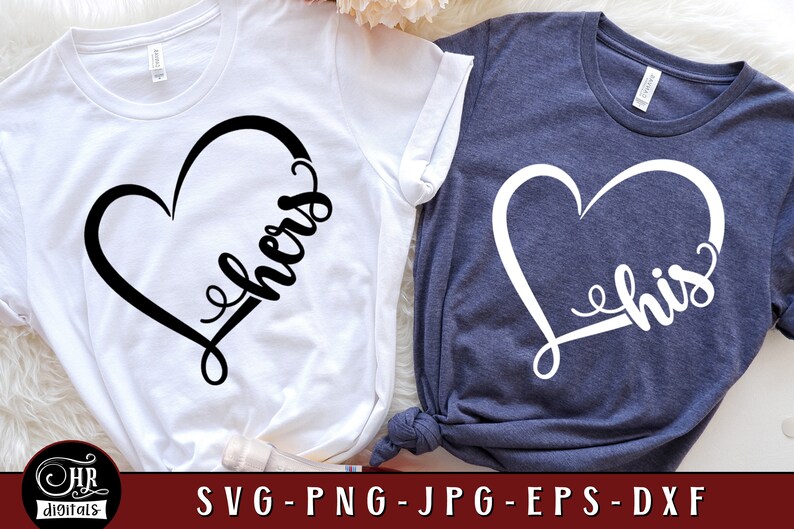 His and Hers Heart SVG: Matching Couples Design (digital Download) - Etsy