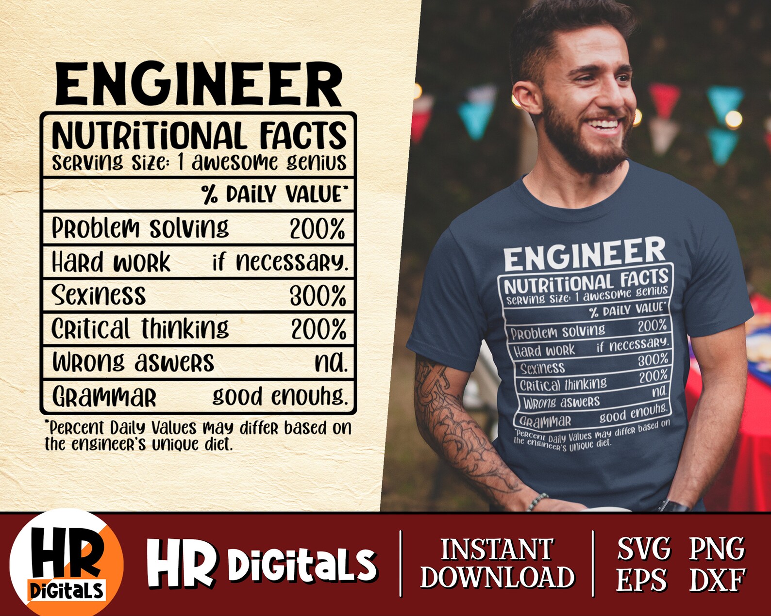 Engineer SVG, Funny Engineering Humor SVG, Engineer Nutritional Facts ...