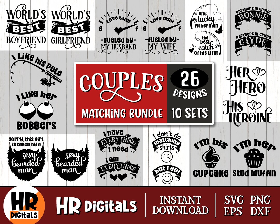 Matching Couple SVG Bundle: His & Hers Outfit Designs (digital Files ...
