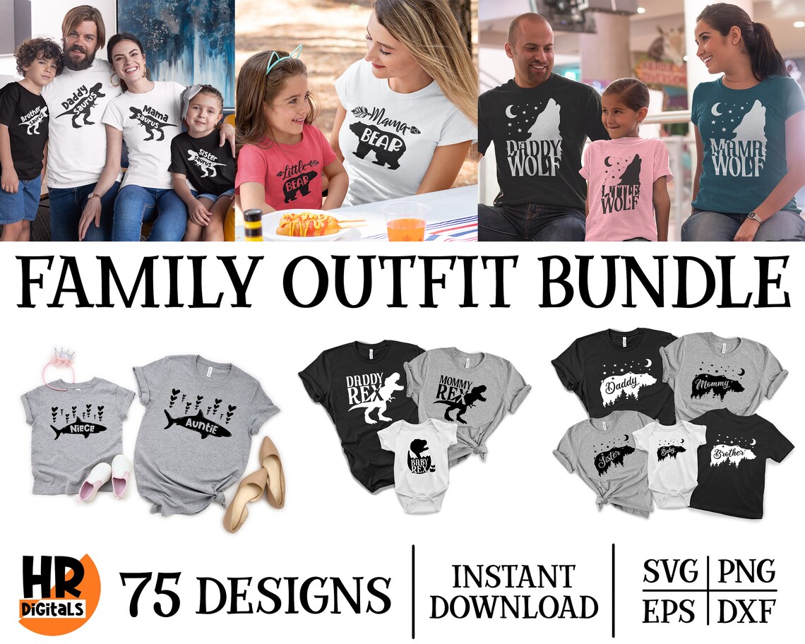Matching Family Outfit Svg Bundle Png Eps Dxf Svg Cut File - Etsy