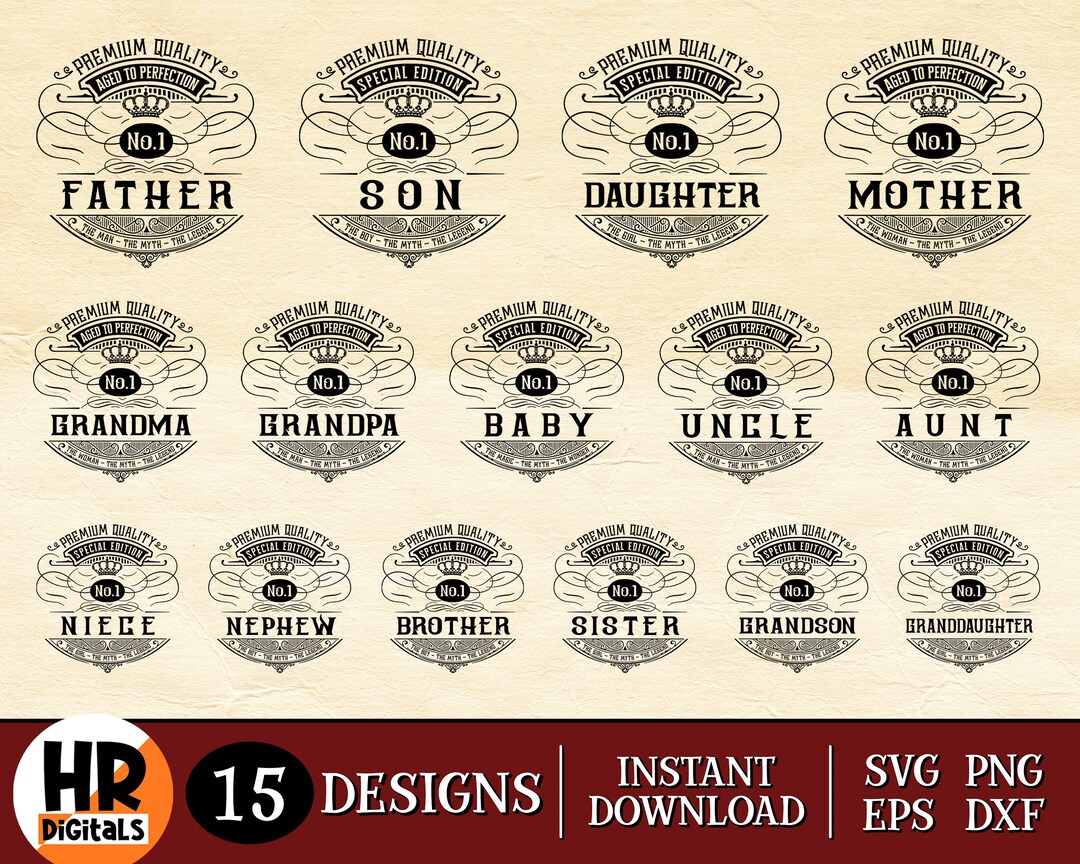 Matching Family Set SVG Bundle, Funny Vintage Whiskey Label, Retro ...