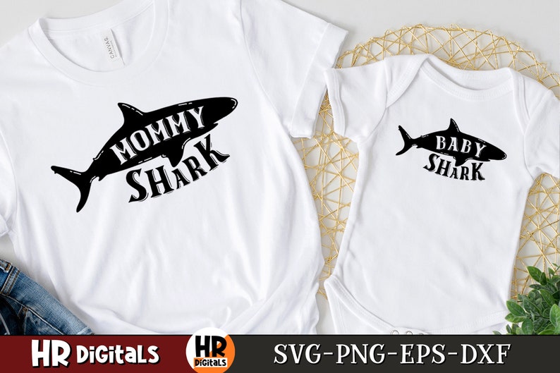 Matching Shark Family SVG Bundle Daddy Mommy Baby Brother - Etsy