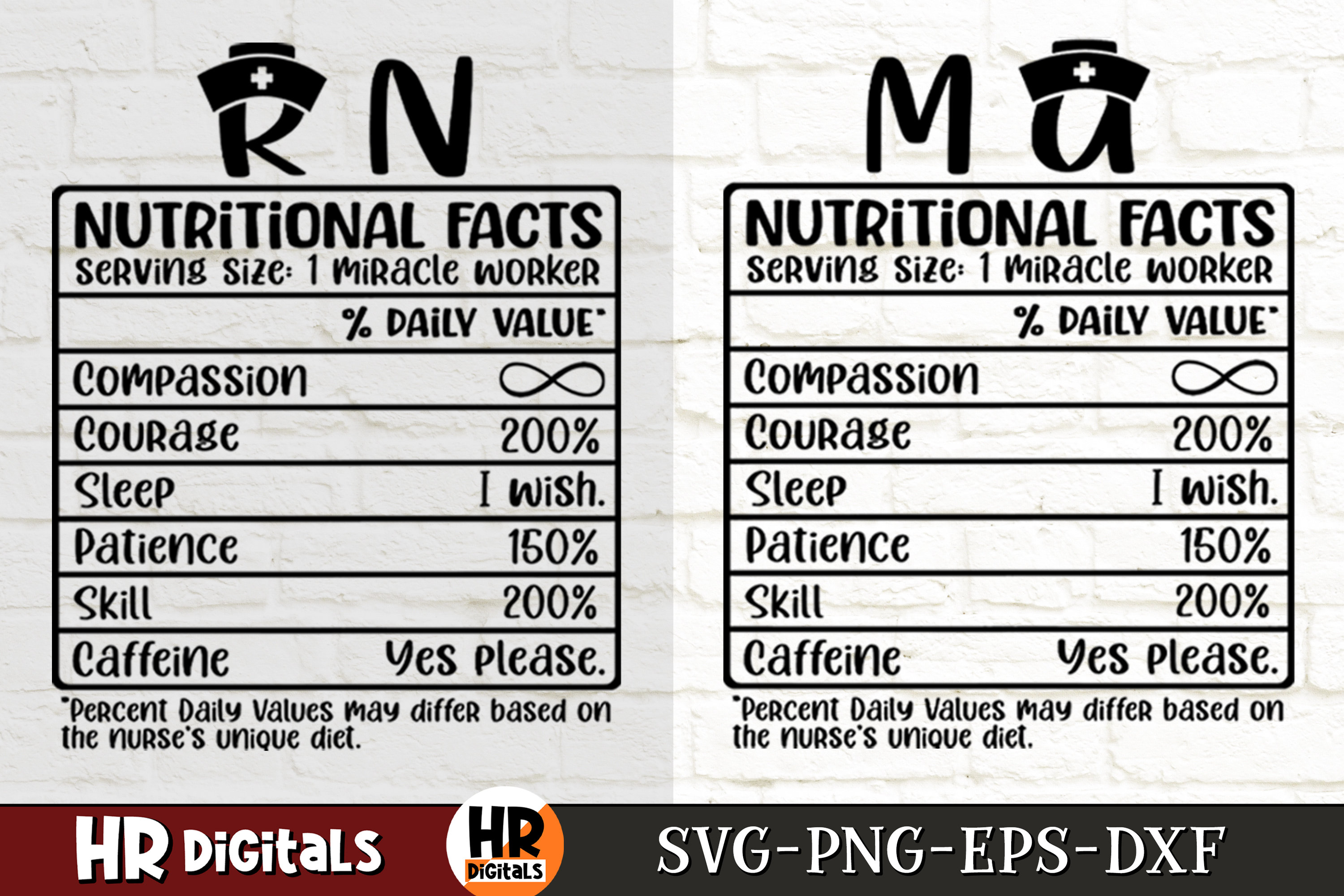 Nurse Nutritional Facts SVG Bundle, Nutrition Fact Sheet, Funny Nurse ...