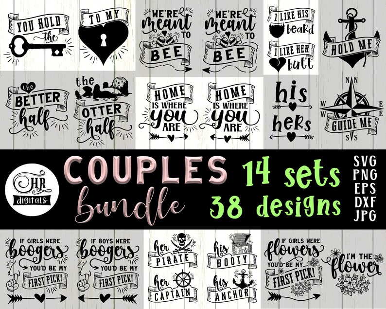 Matching Couple SVG Bundle, Funny Couples Matching SVG, Cute His and ...