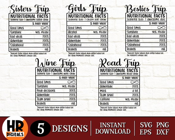 Girls Trip Nutritional Facts SVG Bundle Sisters Trip Besties - Etsy
