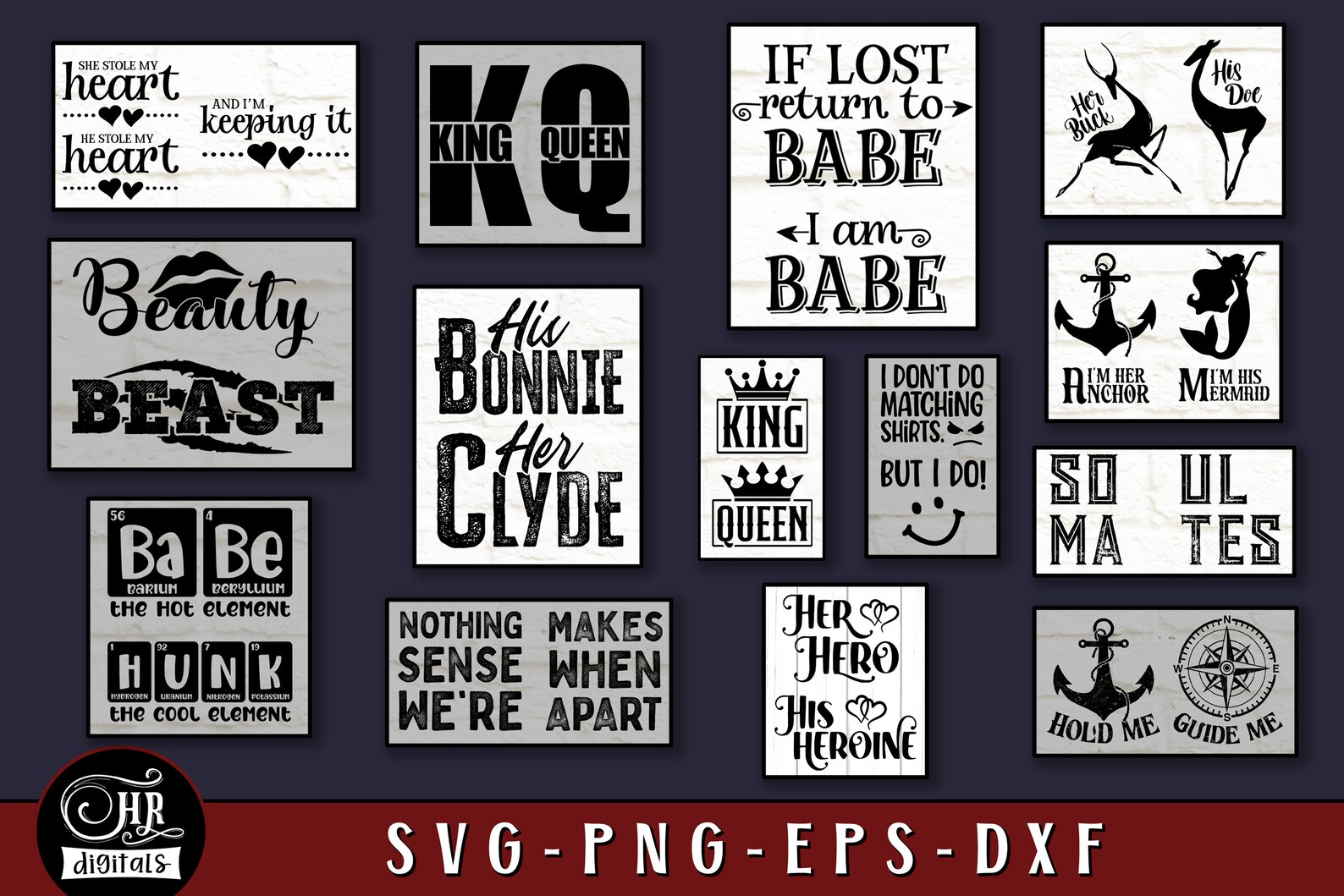 Matching Couples SVG Bundle: Funny Romantic Designs (digital Files) - Etsy