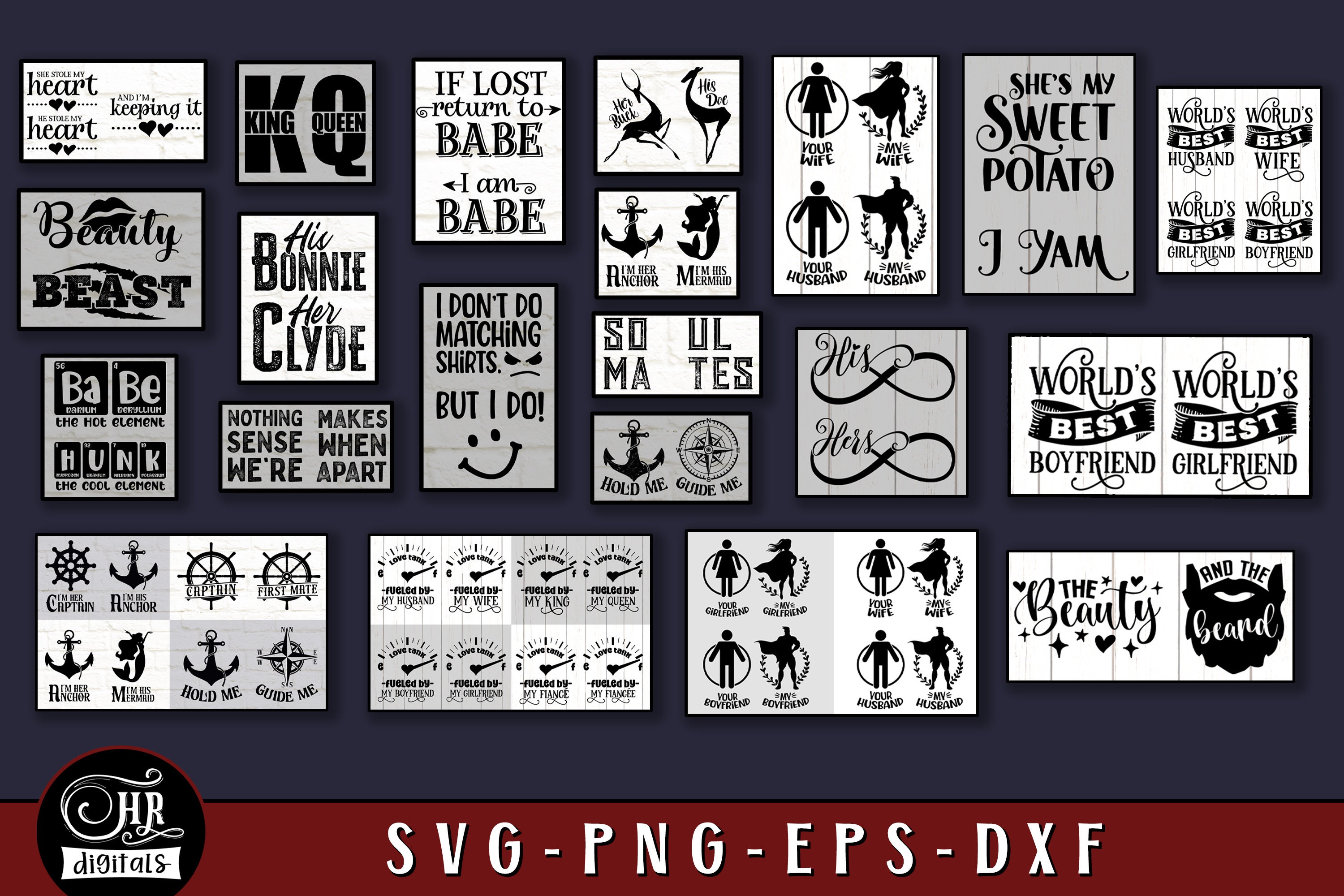 Matching Designs SVG Bundle Matching Couples Matching - Etsy