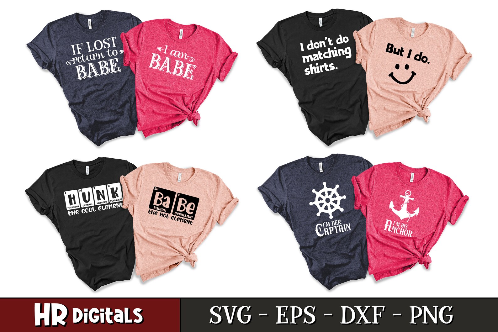 Funny Couples SVG Bundle: Matching Outfit Designs (digital File) - Etsy