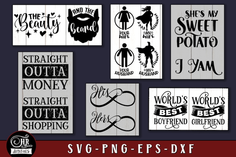 Matching Couples SVG Bundle: Funny Romantic Designs (digital Files) - Etsy