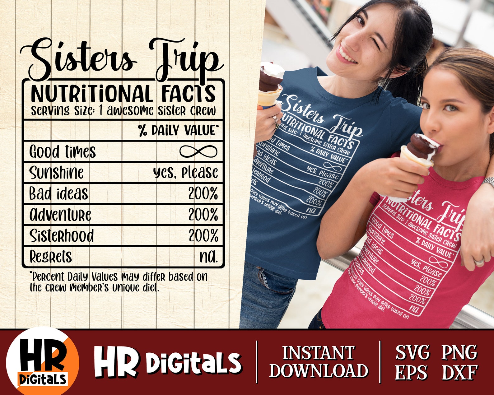 Sisters Trip Nutritional Facts SVG: Funny Girls Weekend (digital Files ...